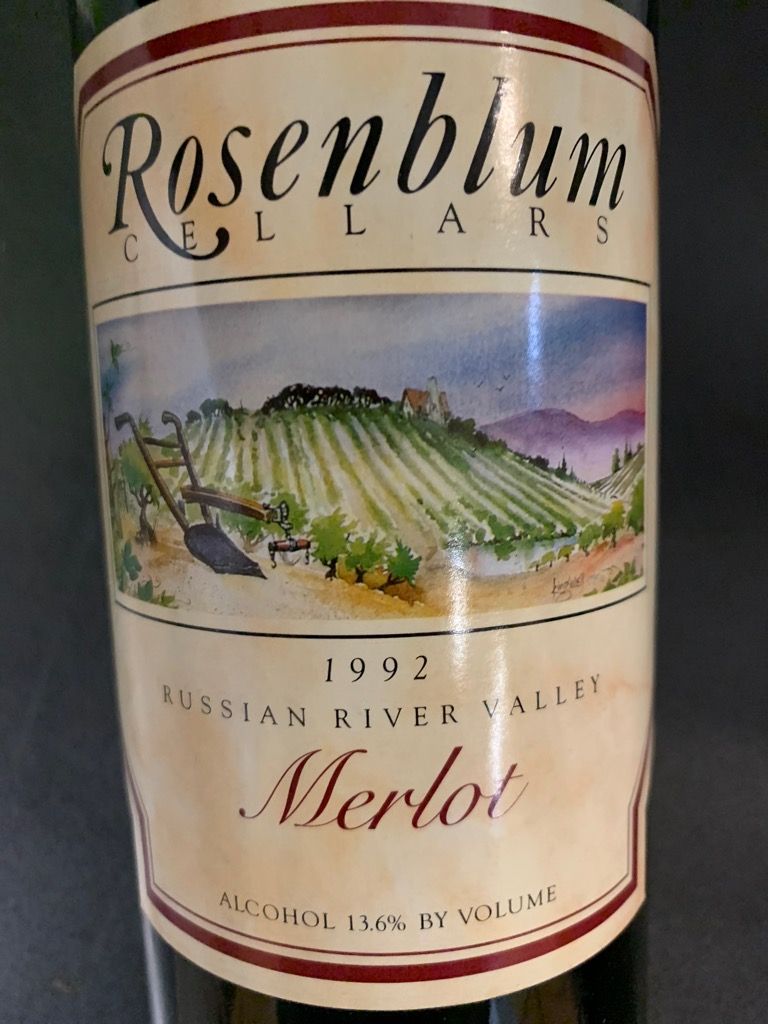 1992 Rosenblum Cellars Merlot Appellation Series, USA, California ...