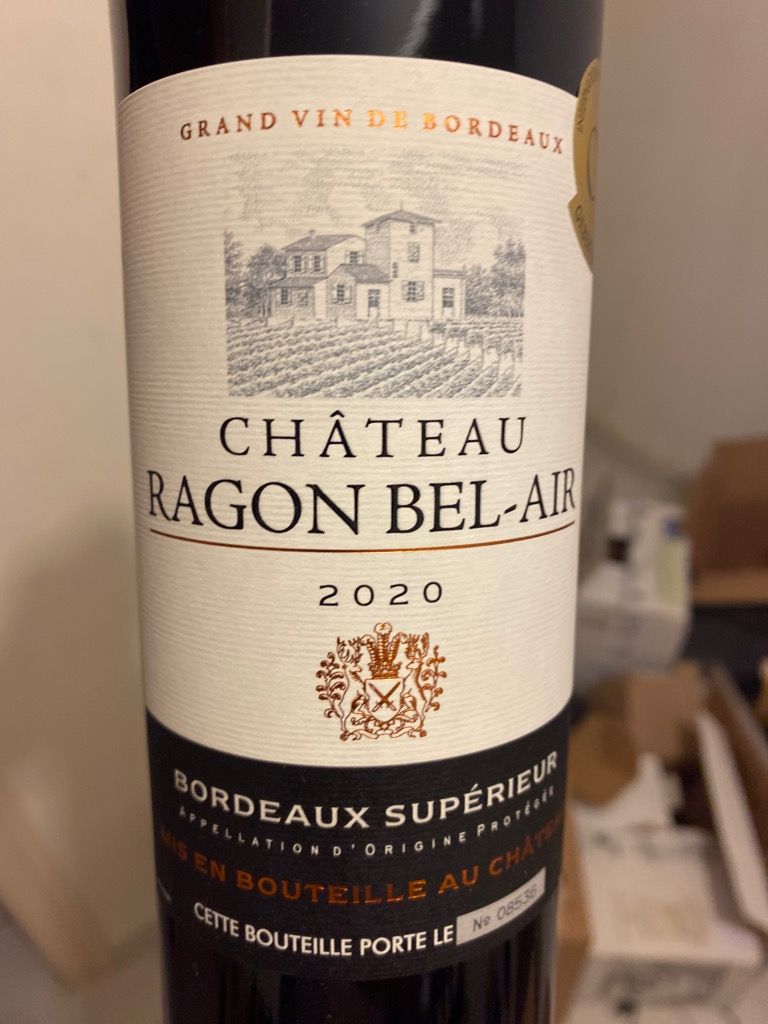 2020 Château Ragon Bel-Air, France, Bordeaux, Bordeaux Supérieur ...