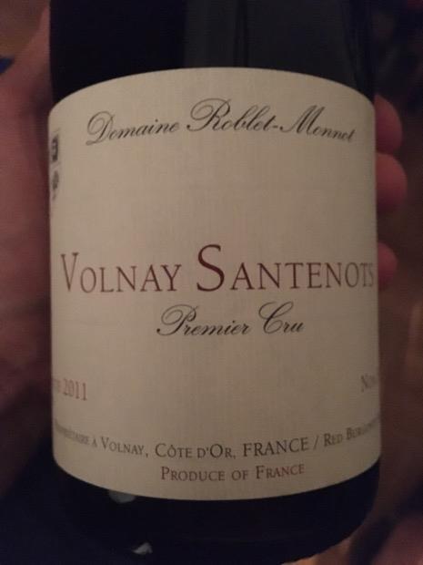 2011 Domaine Roblet-Monnot Volnay 1er Cru Santenots, France, Burgundy ...