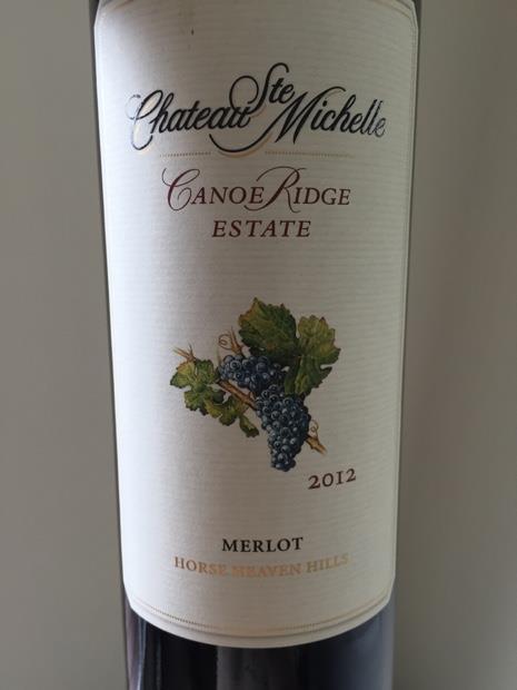 2012 Chateau Ste. Michelle Merlot Canoe Ridge Estate Vineyard, USA ...