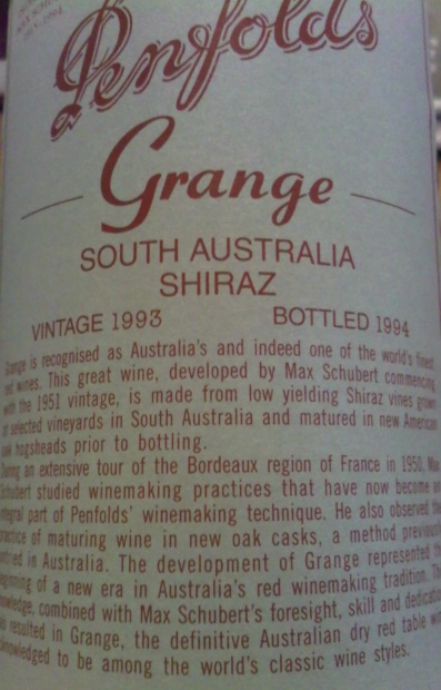 1993 Penfolds Grange, Australia, South Australia - CellarTracker
