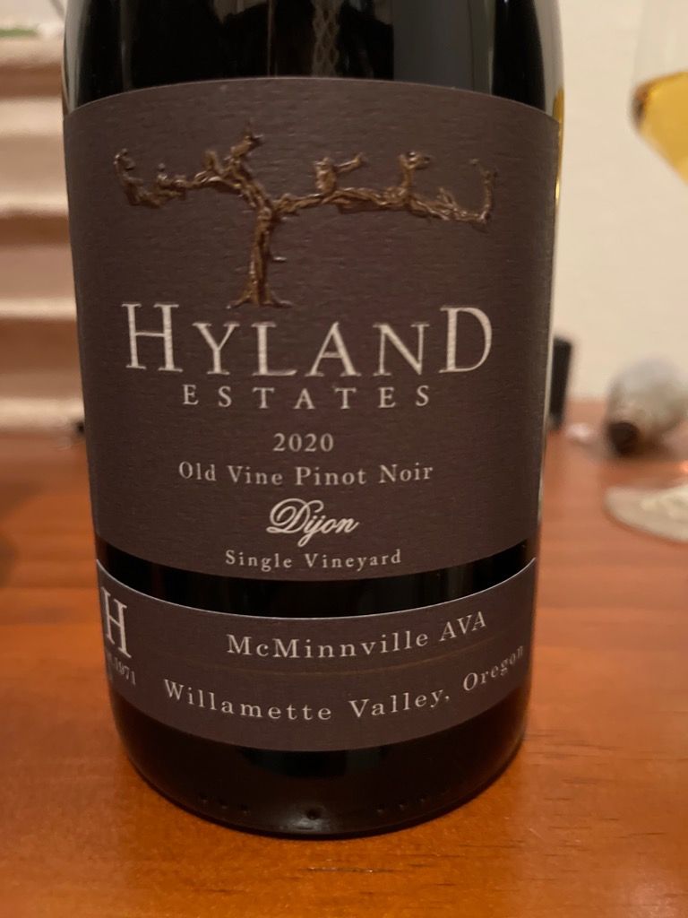 2020 Hyland Estates Pinot Noir Dijon Old Vine, USA, Oregon, Willamette ...