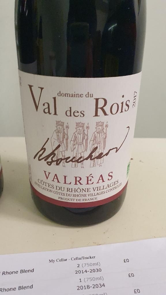 2017 Domaine du Val des Rois Côtes du Rhône Villages Valréas, France ...