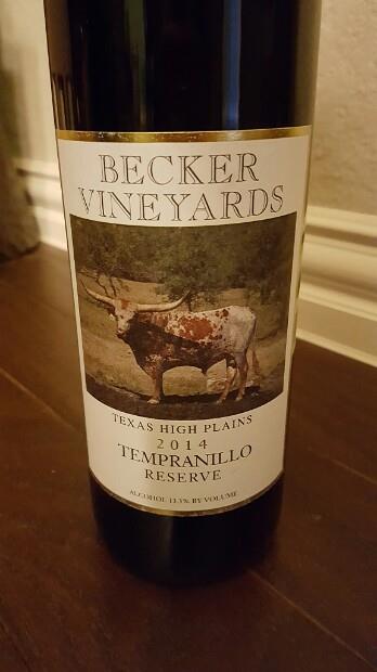 2014 Becker Vineyards Tempranillo Reserve, USA, Texas, Texas High ...