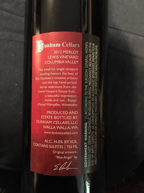 2012 Dunham Cellars Merlot Lewis Vineyard, USA, Washington, Columbia ...