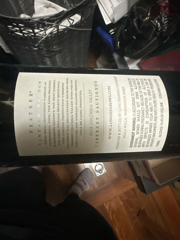 2019 Long Shadows Wineries Cabernet Sauvignon Feather Vintage Select ...
