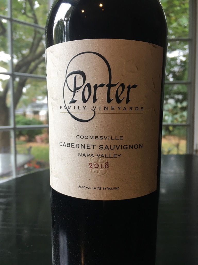 2018 Porter Family Vineyards Cabernet Sauvignon Estate, USA, California ...