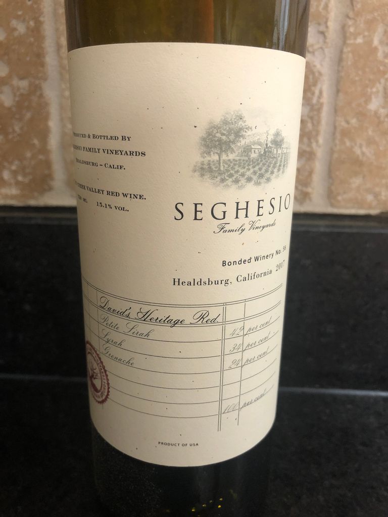 2017 Seghesio Family Vineyards David's Heritage, USA, California ...
