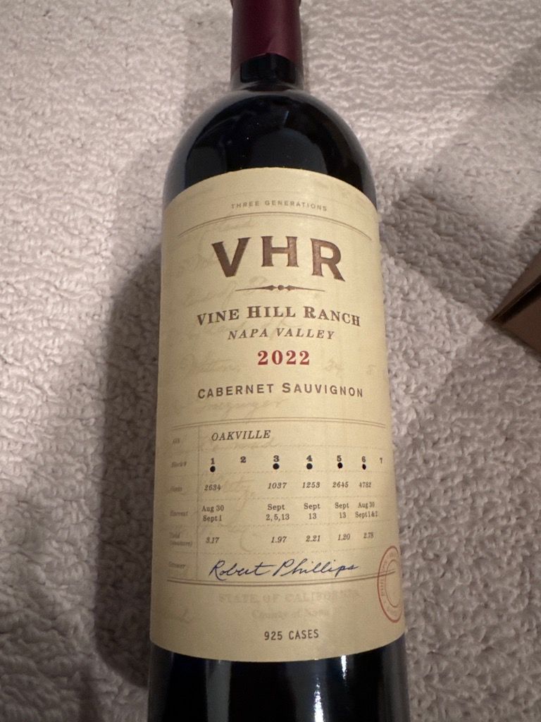 2022 VHR Cabernet Sauvignon Vine Hill Ranch, USA, California, Napa ...
