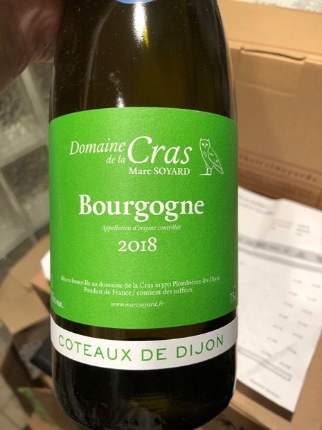 2018 Domaine de la Cras (Marc Soyard) Bourgogne Blanc Coteaux de Dijon ...