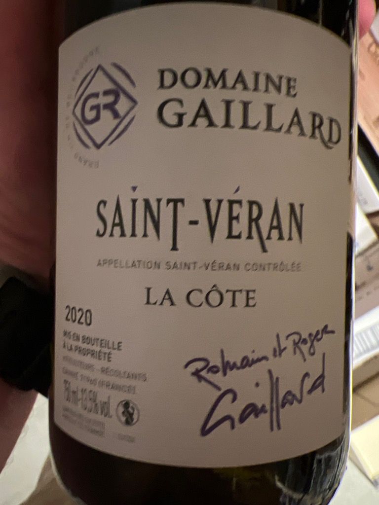 2022 Domaine Gaillard Saint Véran La Côte, France, Burgundy, Mâconnais ...