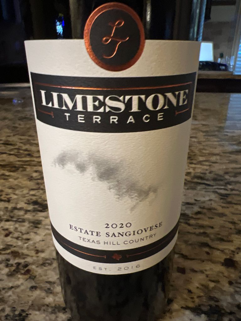 2020 Limestone Terrace Vineyard Sangiovese Estate, USA, Texas, Texas ...