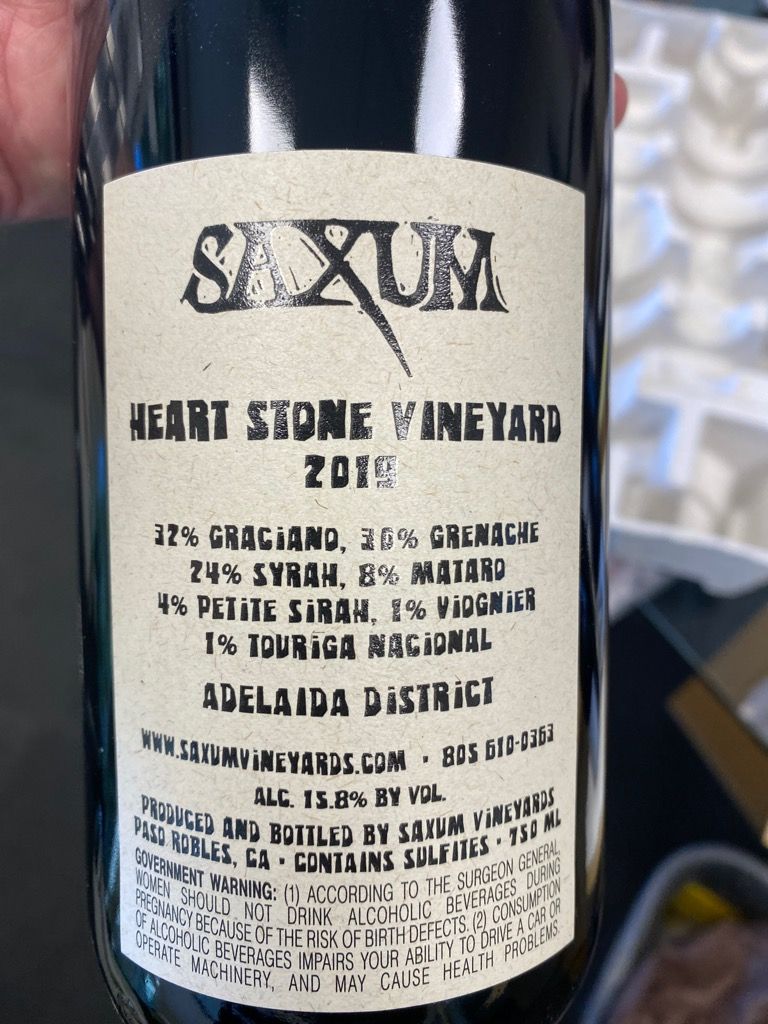 2019 Saxum Heart Stone Vineyard, USA, California, Central Coast, Paso ...