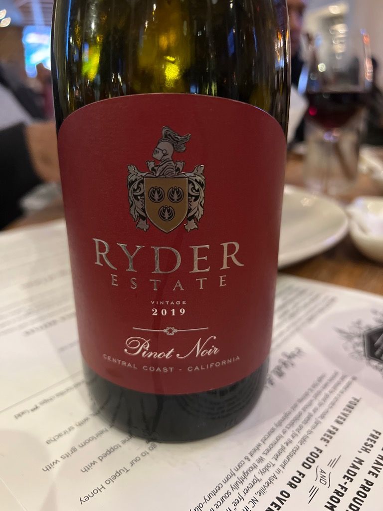 2019 Ryder Estate Pinot Noir, USA, California, Central Coast, Monterey ...