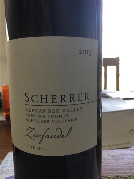2015 Scherrer Winery Zinfandel The Hill Scherrer Vineyard Alexander ...