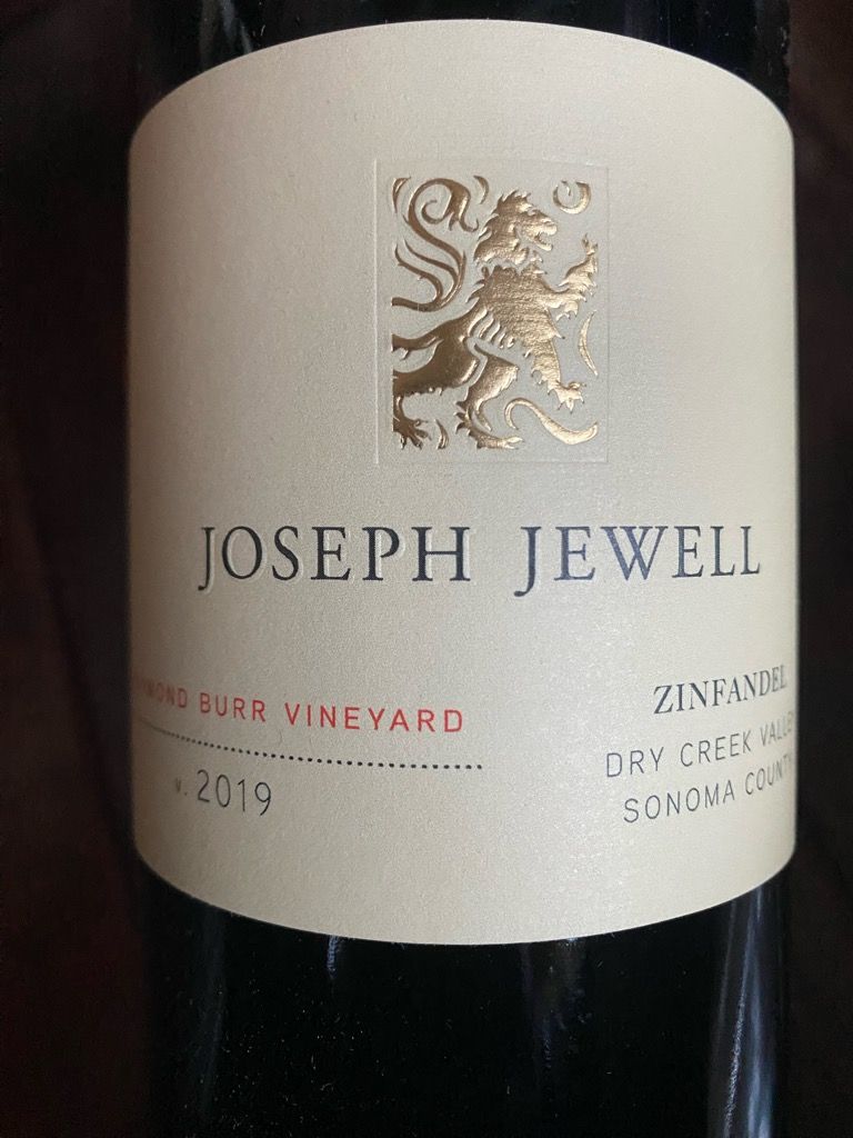 2019 Joseph Jewell Zinfandel Raymond Burr vineyard, USA, California ...