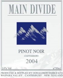 2009 Main Divide Pinot Noir, New Zealand, South Island, Canterbury ...