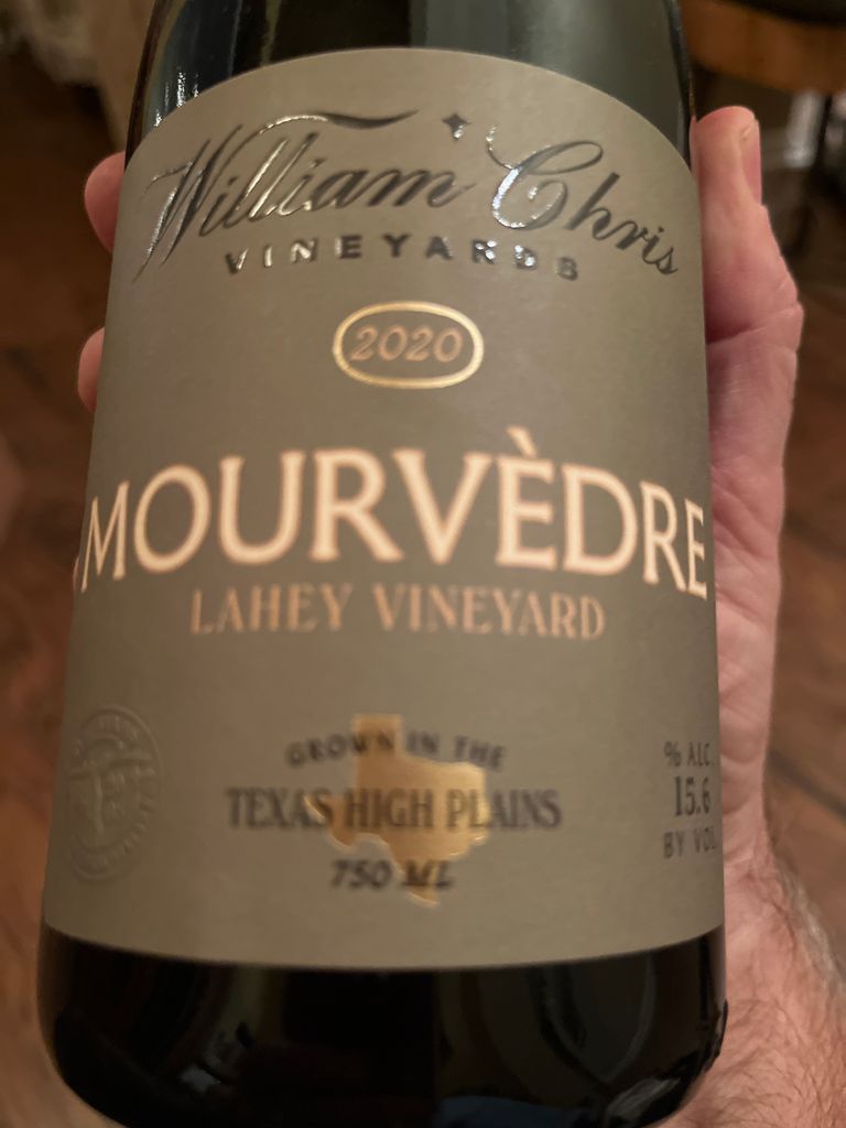 2020 William Chris Vineyards Mourvèdre Lahey Vineyards, USA, Texas ...