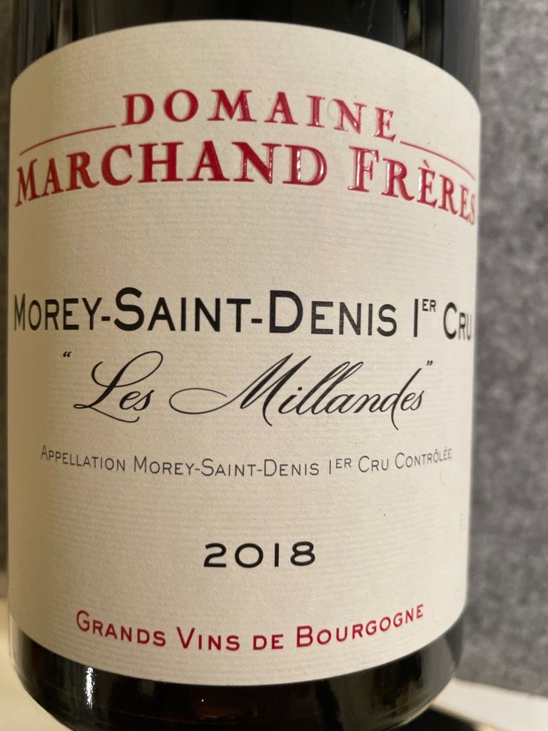 2018 Domaine Marchand Freres Morey-Saint-Denis 1er Cru Les Millandes ...