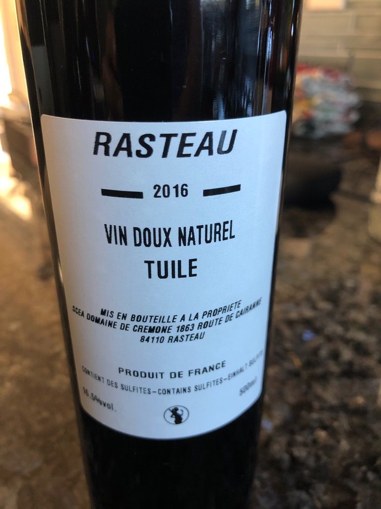2016 Domaine de Cremone Rasteau Vin Doux Naturel, France, Rhône ...