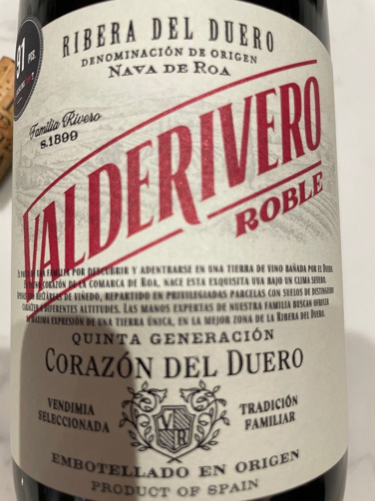 2020 Valderivero Ribera del Duero Roble, Spain, Castilla y León, Ribera ...