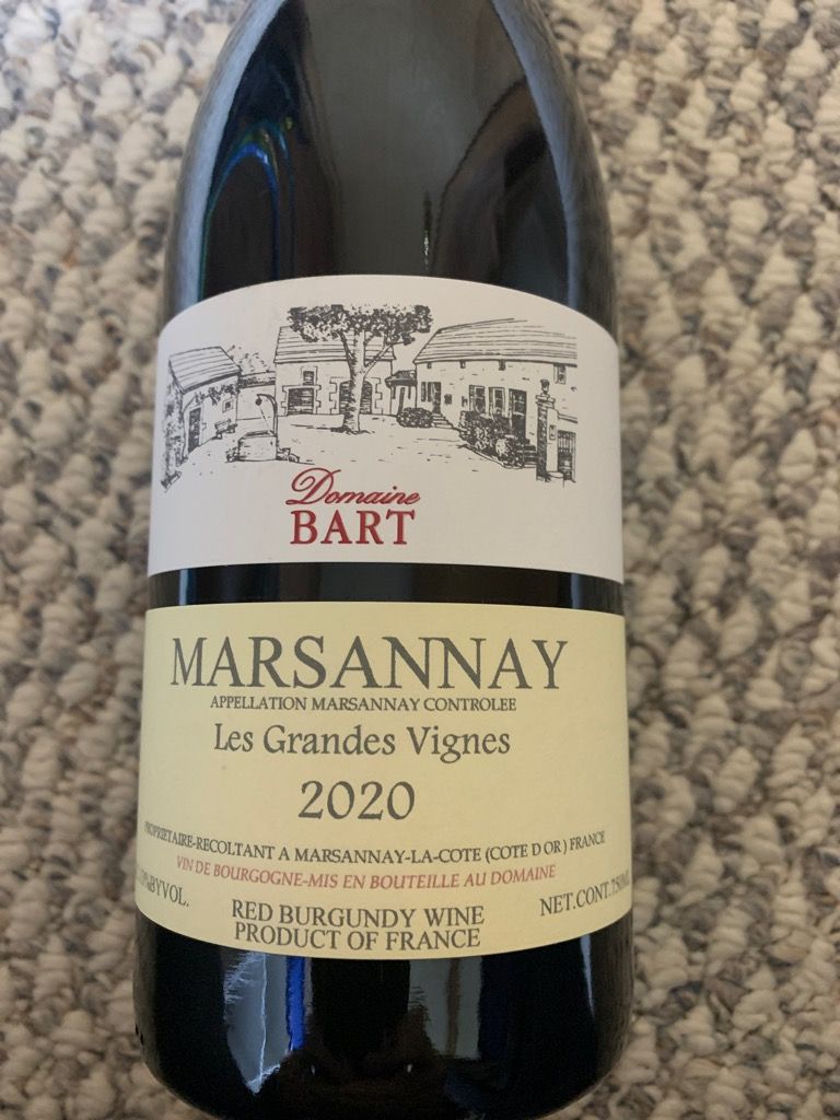 2020 Domaine Bart Marsannay Grandes Vignes, France, Burgundy, Côte de ...
