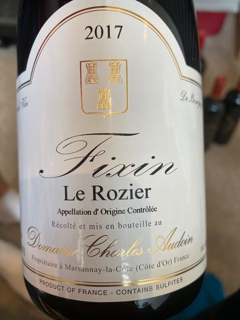 2017 Domaine Charles Audoin Fixin Le Rozier, France, Burgundy, Côte de ...