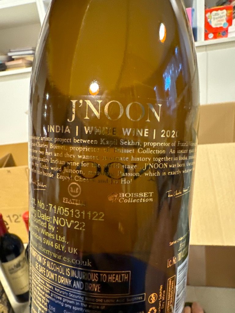 2022 J'Noon White Wine, India, Maharashtra, Baramati - CellarTracker