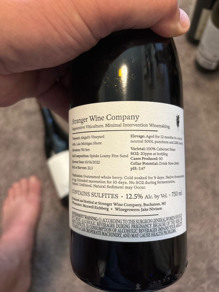 2021 Stranger Wine Company Cabernet Franc, USA, Michigan, Lake Michigan ...