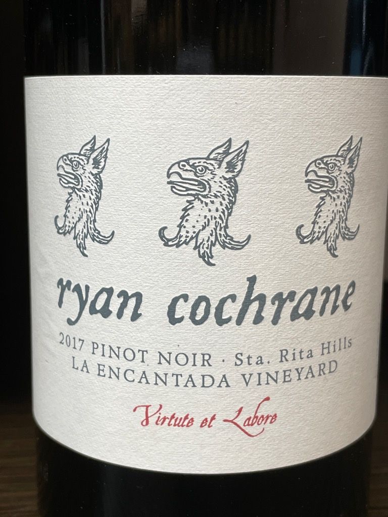 2017 Ryan Cochrane Pinot Noir Solomon Hills Vineyards, USA, California ...