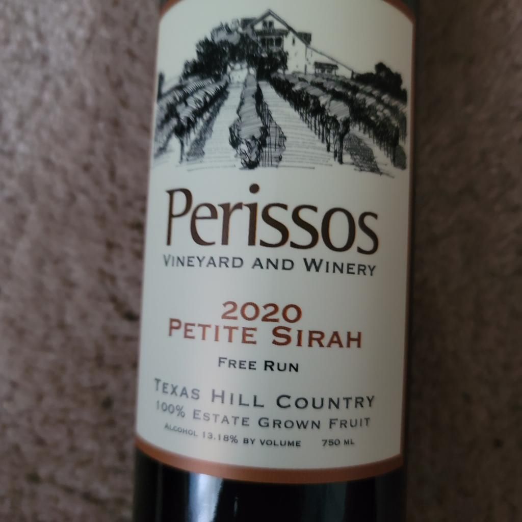 2020 Perissos Vineyard and Winery Petite Sirah, USA, Texas, Texas Hill ...