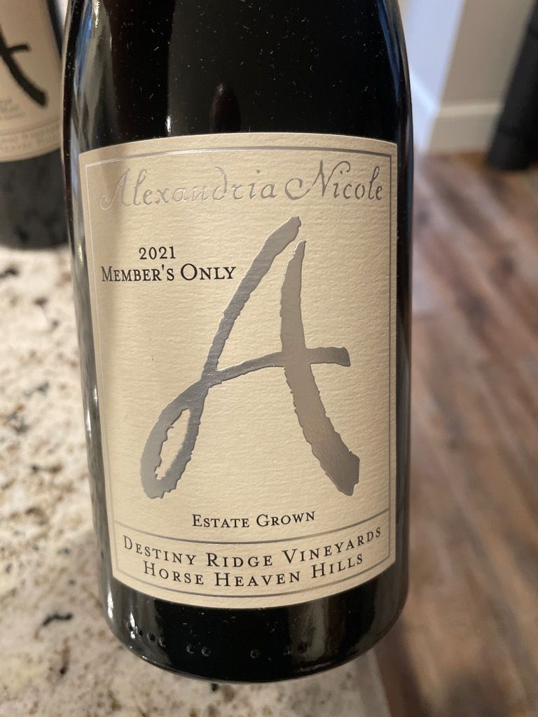 2021 Alexandria Nicole Member's Only Destiny Ridge Vineyards, USA ...