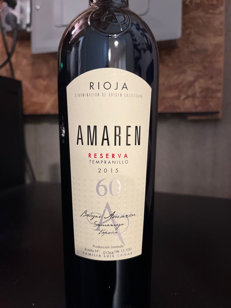 2015 Bodegas Amaren Tempranillo Rioja Reserva 60, Spain, La Rioja ...