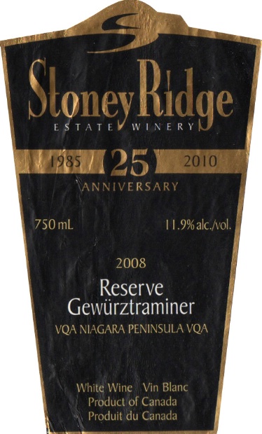2008 Stoney Ridge Estate Winery Gewürztraminer Reserve, Canada, Ontario ...