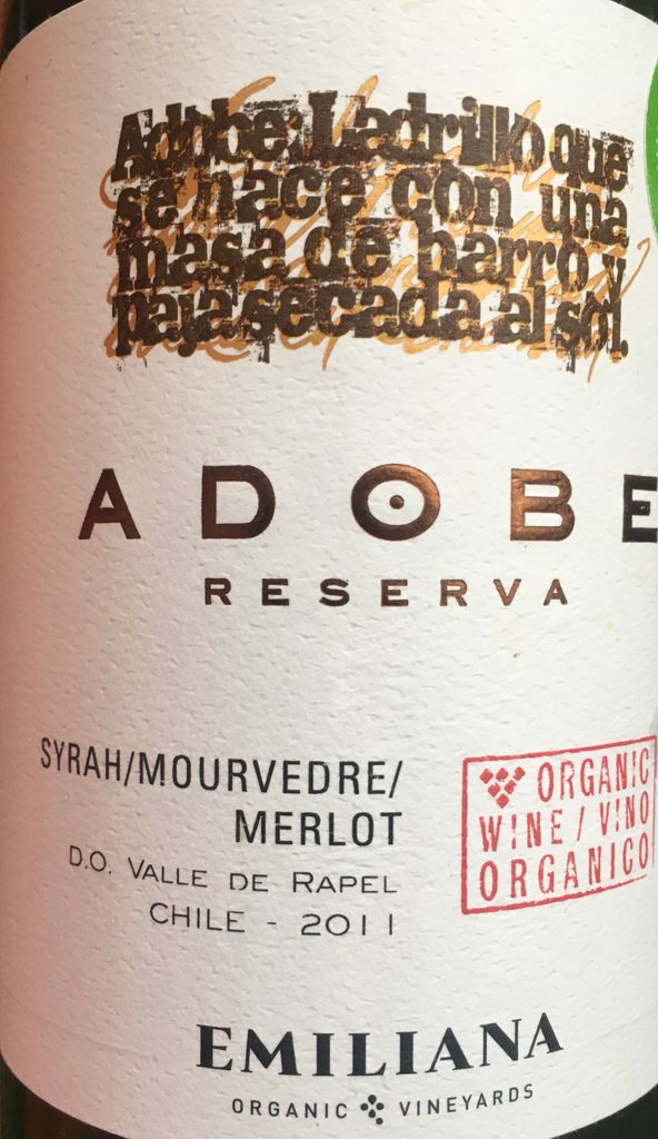 2013 Emiliana Adobe Reserva Syrah Mourvedre Merlot, Chile, Rapel Valley ...