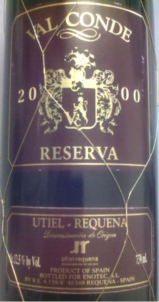 2000 Val Conde Utiel-Requena Reserva, Spain, Valencia, Utiel-Requena ...