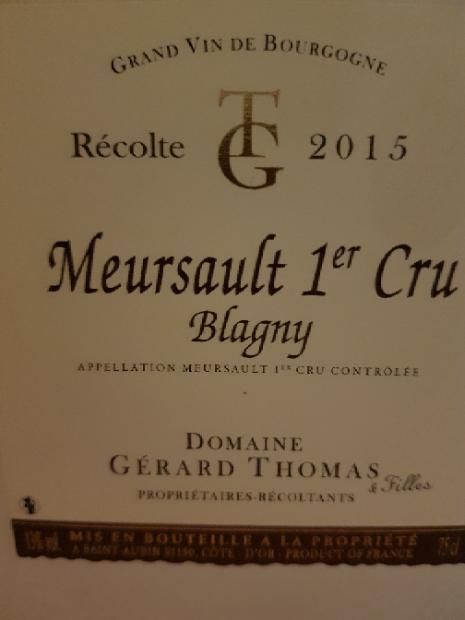 2014 Gerard Thomas Meursault 1er Cru Blagny, France, Burgundy, Côte de ...