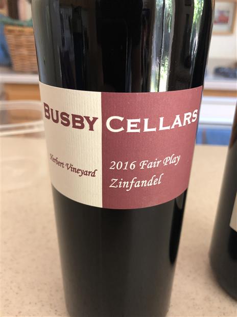 2020 Busby Cellars Zinfandel Herbert Vineyard, USA, California, Sierra Foothills, Fair Play ...