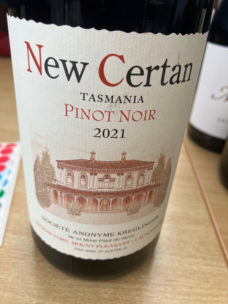2021 Kreglinger Wine Estates Pinot Noir New Certan Mount Pleasant ...