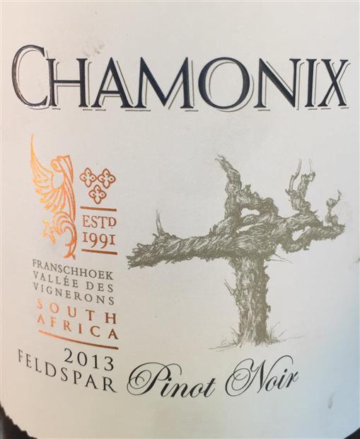 2013 Chamonix Pinot Noir Feldspar, South Africa, Coastal Region ...