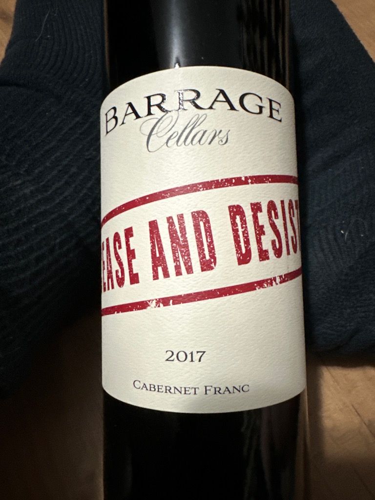 2017 Barrage Cellars Cabernet Franc Outcast, USA, Washington, Columbia ...