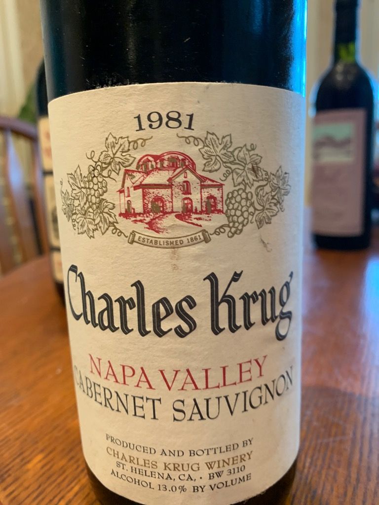 1981 Charles Krug Winery (Peter Mondavi Family) Cabernet Sauvignon, USA ...