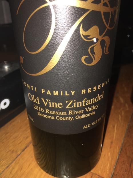 2016 Tonti Family Wines Zinfandel Reserve, USA, California, Sonoma ...