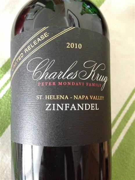 2010 Charles Krug Winery (Peter Mondavi Family) Zinfandel Limited ...