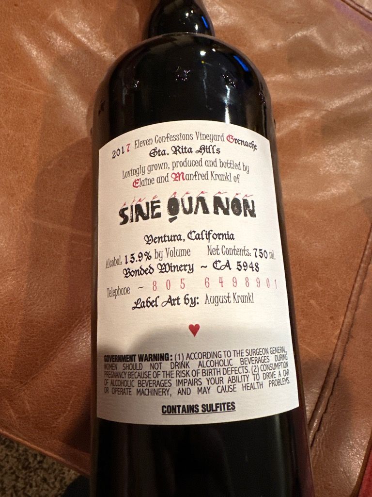 2017 Sine Qua Non Box Set: 3-Syrah 3-Grenache Eleven Confessions ...