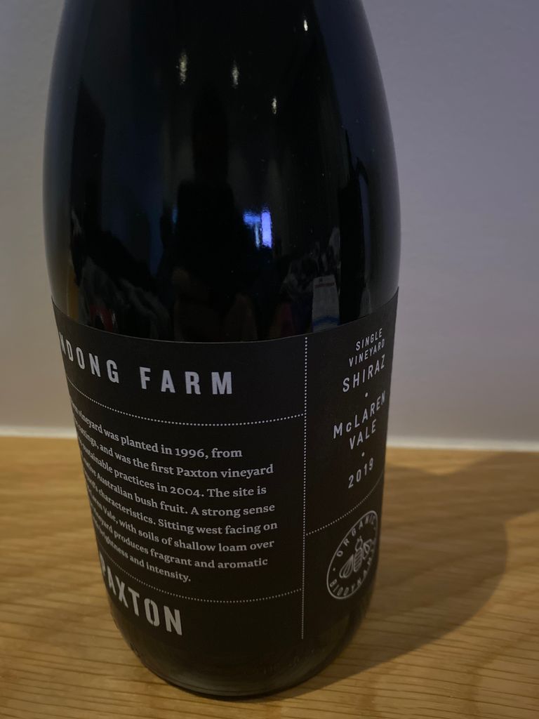 2019 Paxton Shiraz Quandong Farm, Australia, South Australia, Fleurieu ...
