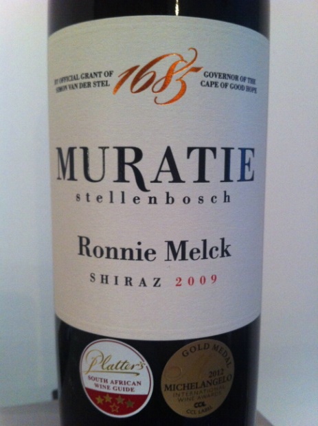 2009 Muratie Wine Estate Shiraz Ronnie Melck, South Africa, Coastal ...