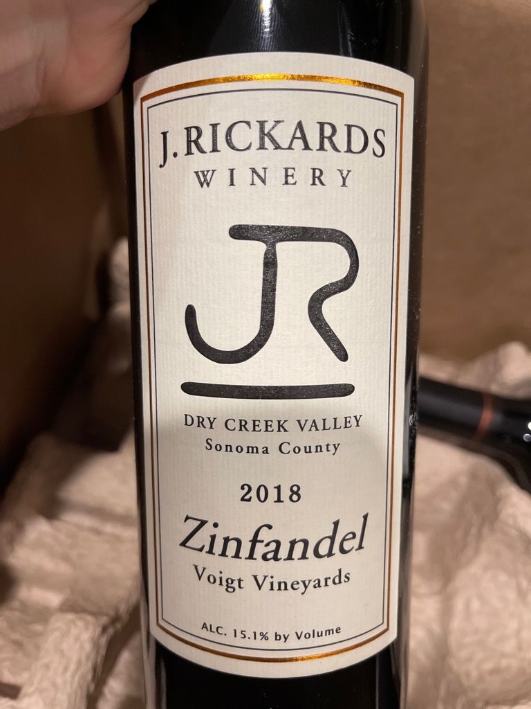 2018 J. Rickards Zinfandel Voigt Family Vineyard, USA, California ...