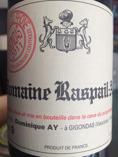 2011 Domaine Raspail-Ay Gigondas, France, Rhône, Southern Rhône ...