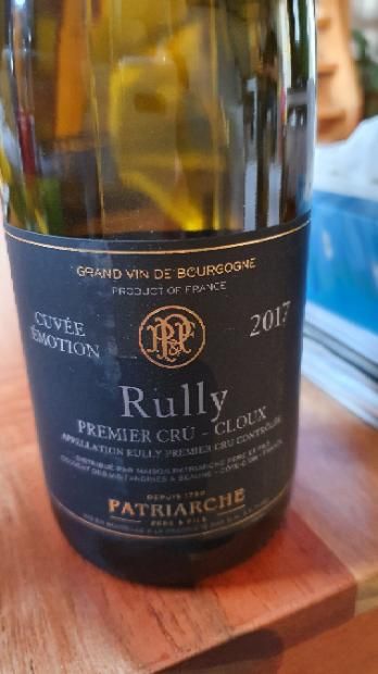 2017 Patriarche Père et Fils Rully 1er Cru Les Cloux, France, Burgundy ...